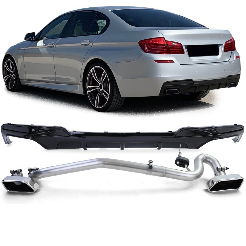 Diffuseur arrière + ligne d'échappement BMW série 5 F10 F11 Look 550i ...
